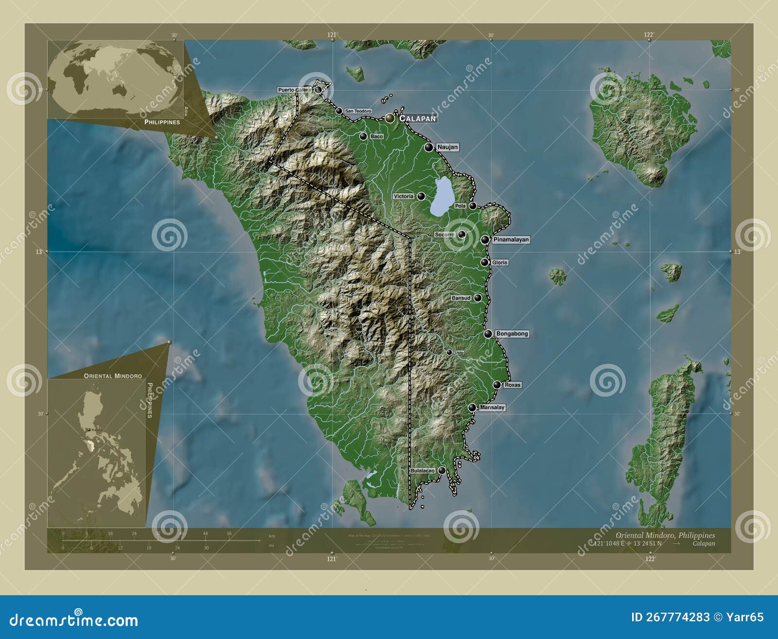 Oriental Mindoro, Philippines. Wiki. Labelled Points of Cities Stock ...