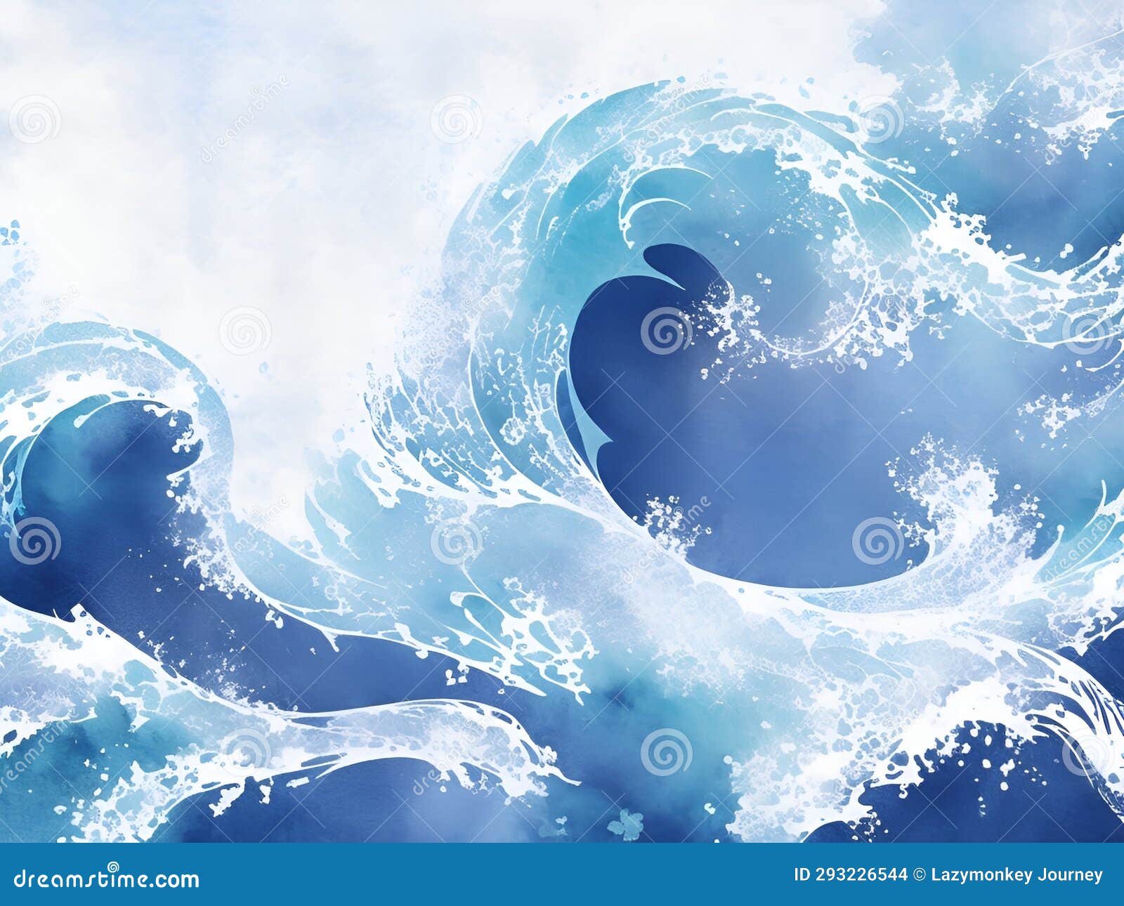 Oriental Natural Wave Pattern with Ocean Sea Stock Illustration ...