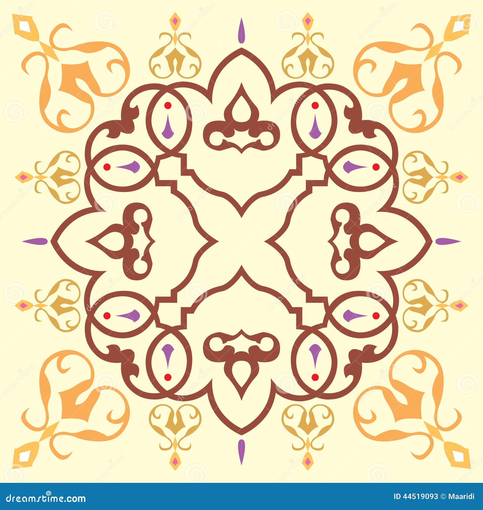 Oriental ornament pattern stock vector. Illustration of color - 44519093