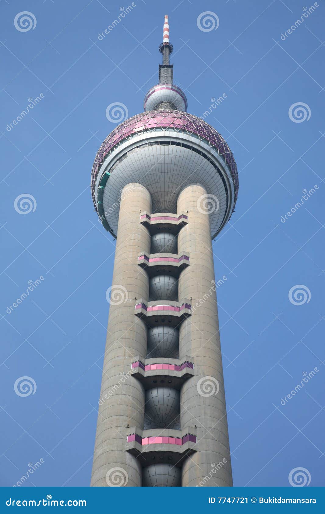 Oriental Pearl Tower - Looking Up Stock Image - Image of huge, tower ...