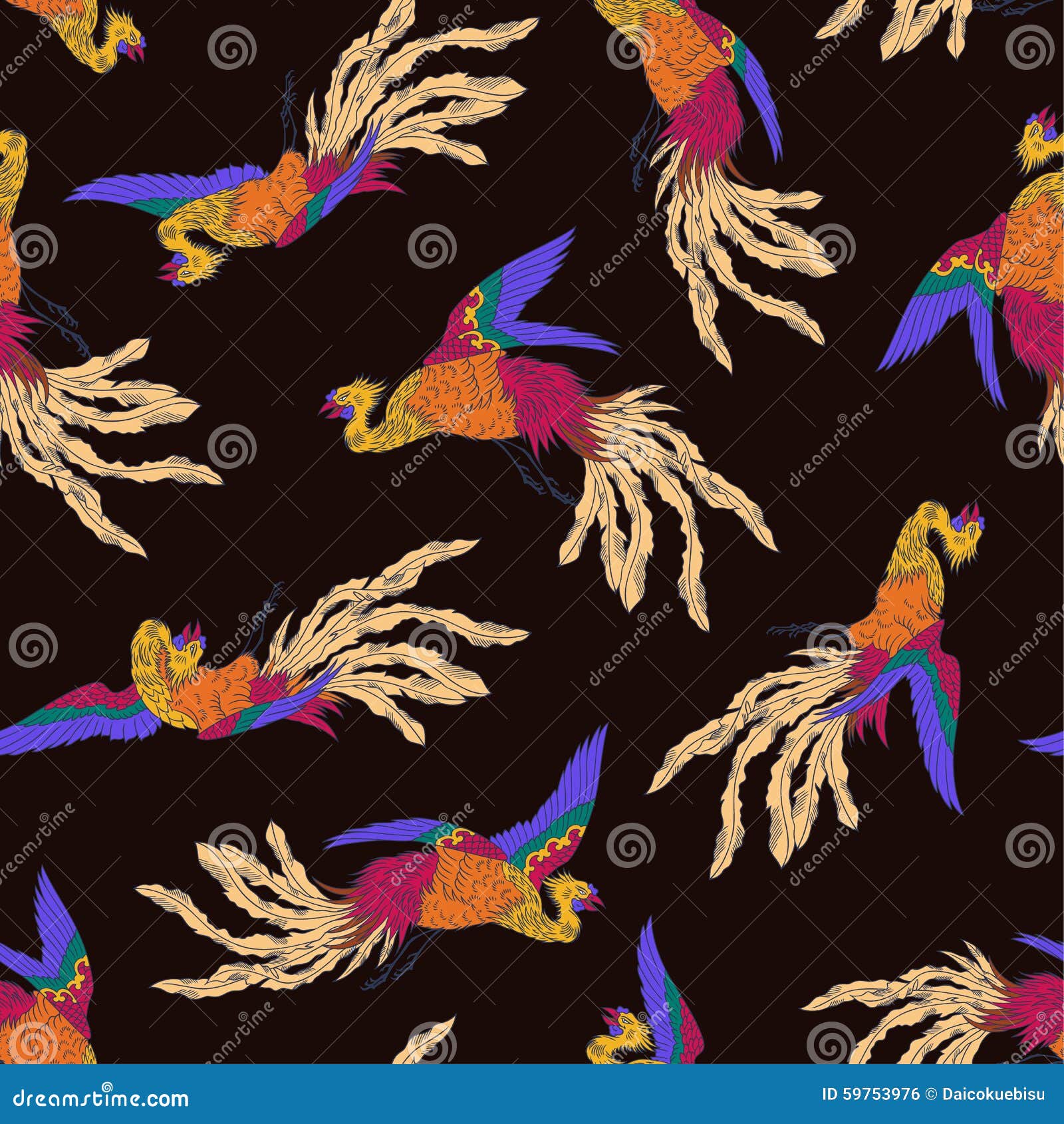 Oriental phoenix pattern stock illustration. Illustration of exotic ...