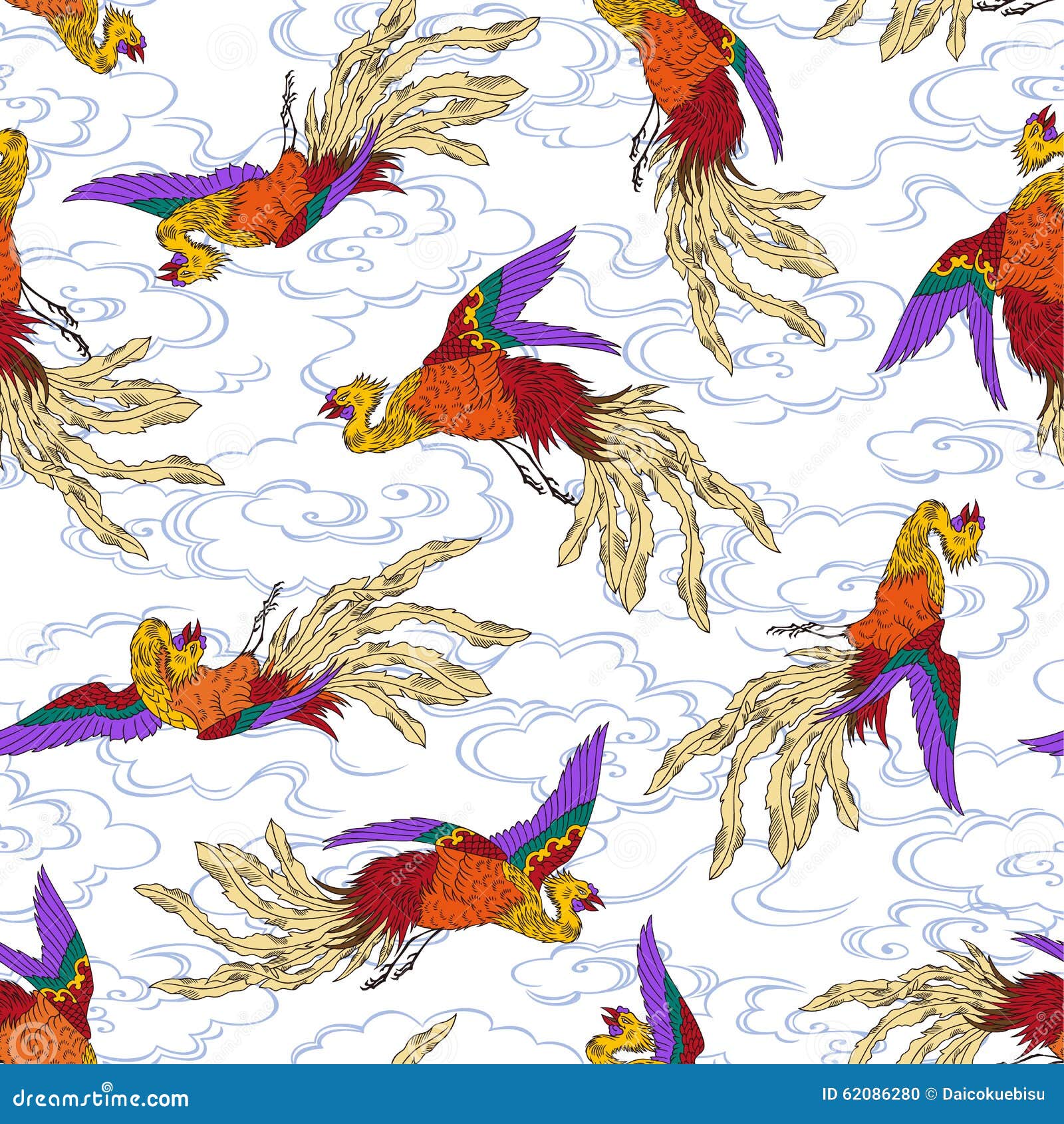 Oriental phoenix pattern stock illustration. Illustration of happy ...