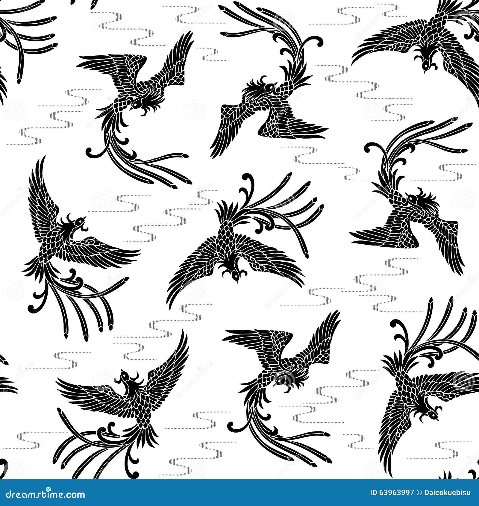 Oriental phoenix pattern stock illustration. Illustration of peacock ...