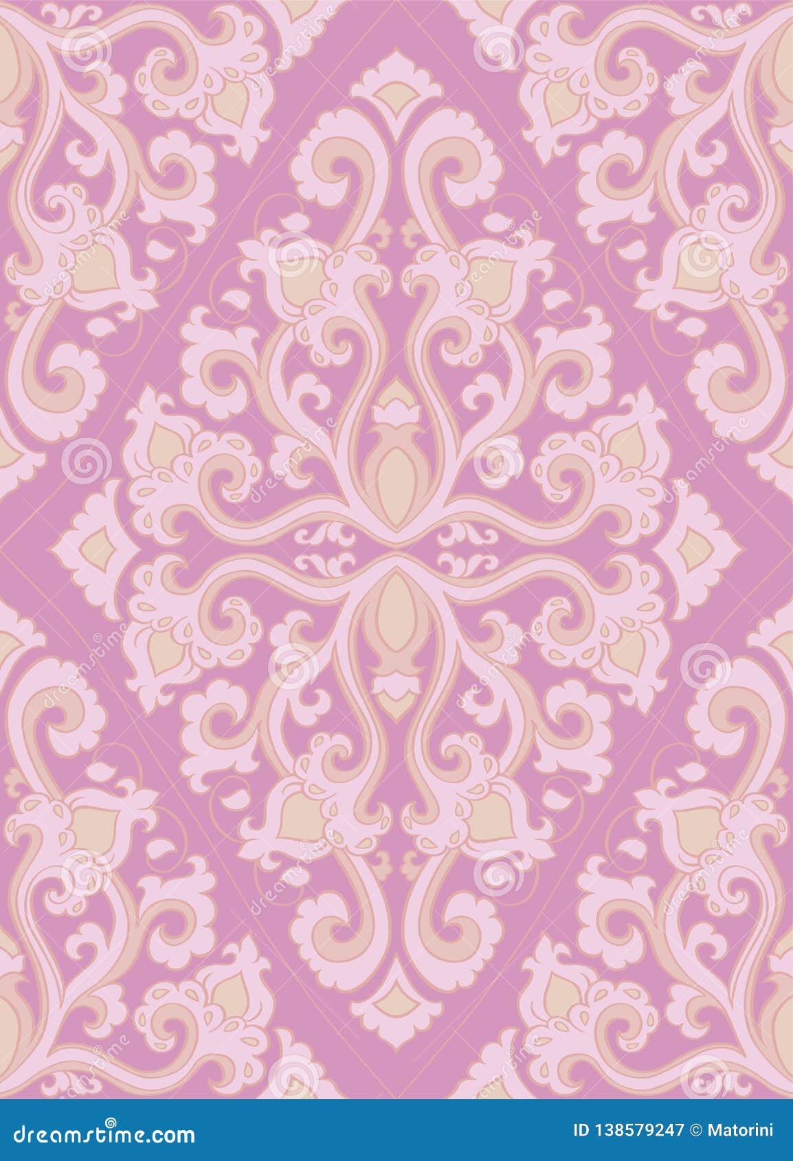 Oriental pink pattern stock vector. Illustration of damask - 138579247