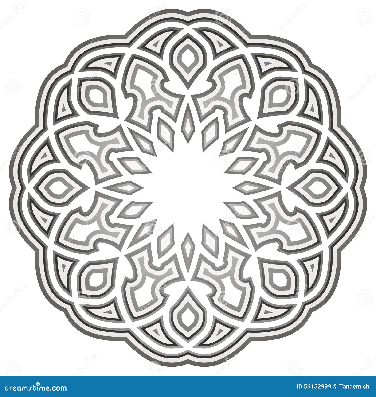 Oriental Rosette Pattern Grayscale Stock Illustration - Illustration of ...