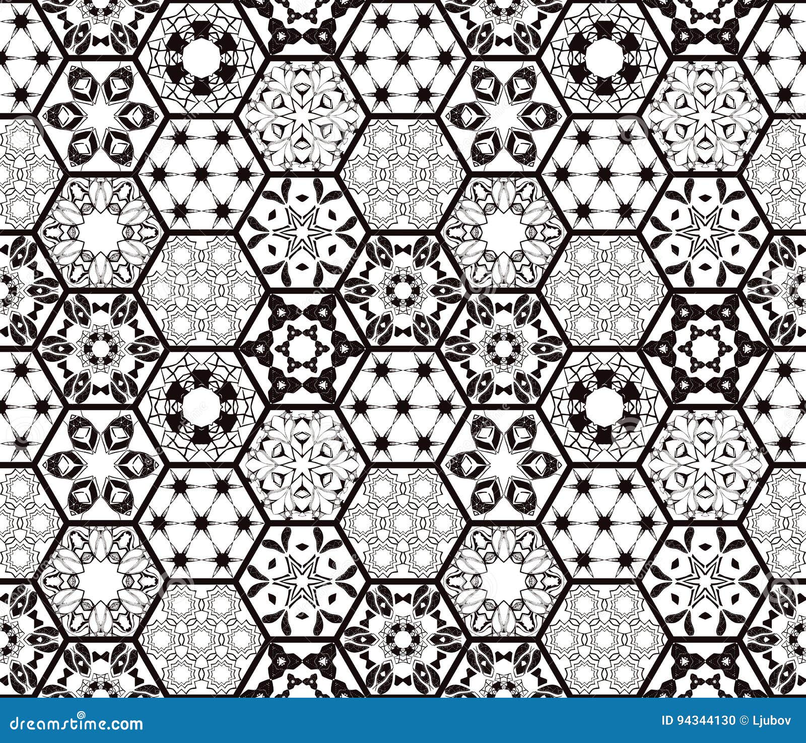 Hexagonal Ceramic Tile With Magical Floral Pattern. Vector Illustration ...