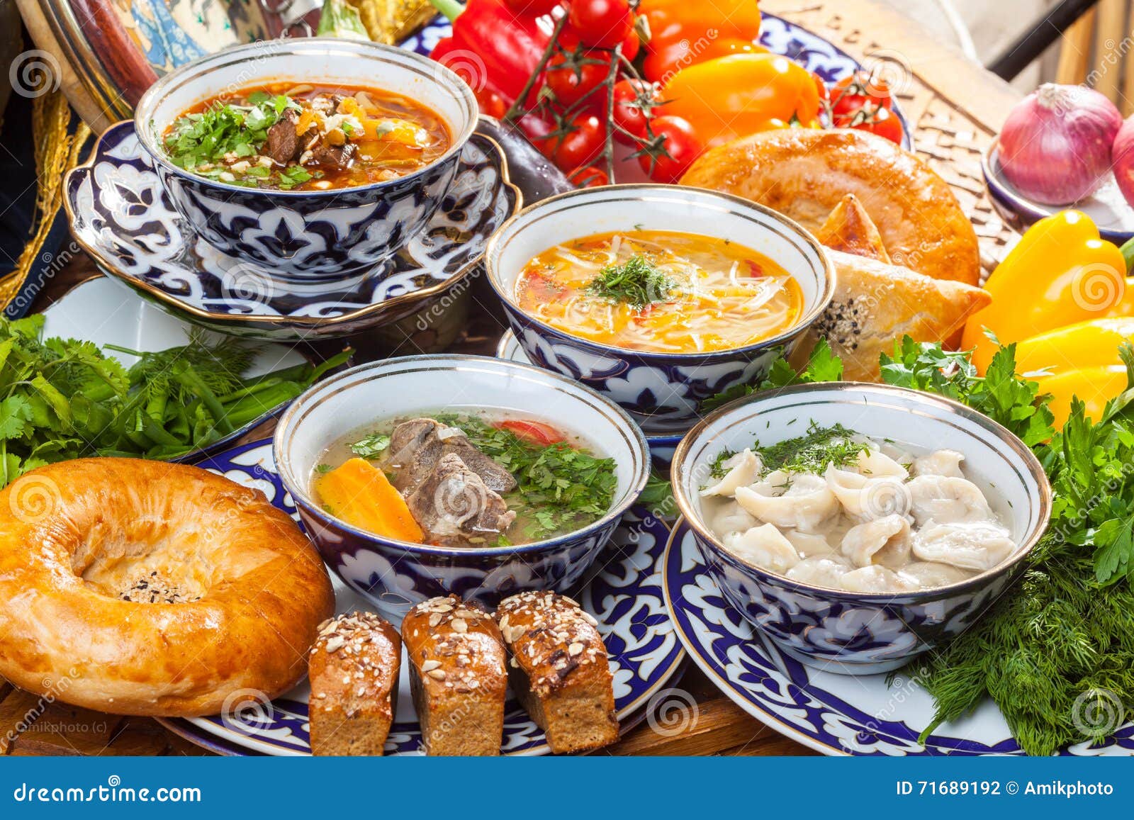 Oriental Soups on the Table Stock Photo - Image of culture, oriental ...