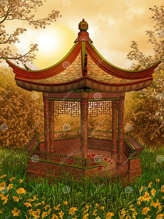 Oriental spring 1 stock illustration. Illustration of shrubs - 13241778