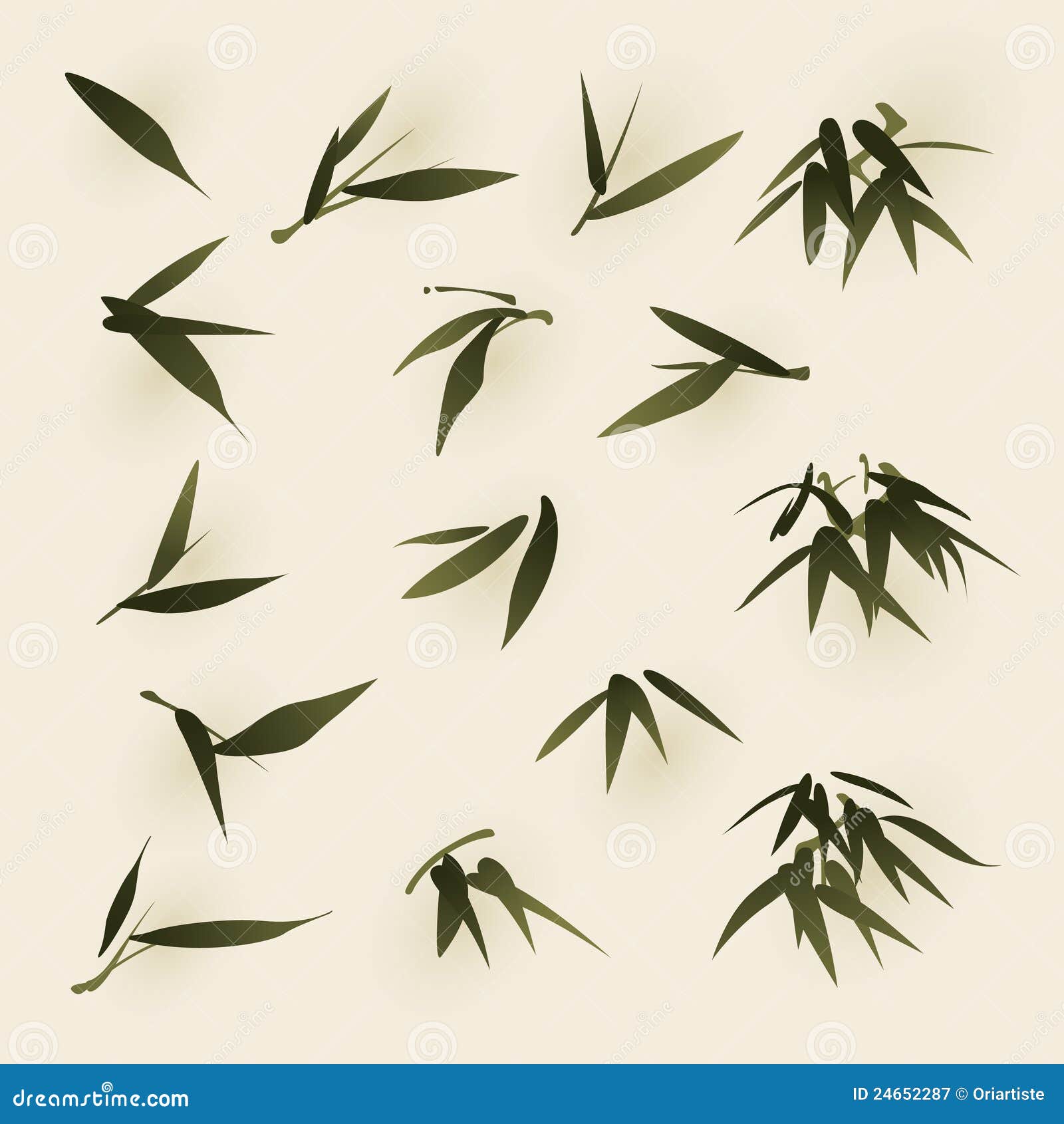 Oriental Style Painting, Bamboo Leaves Stock Vector - Illustration of ...