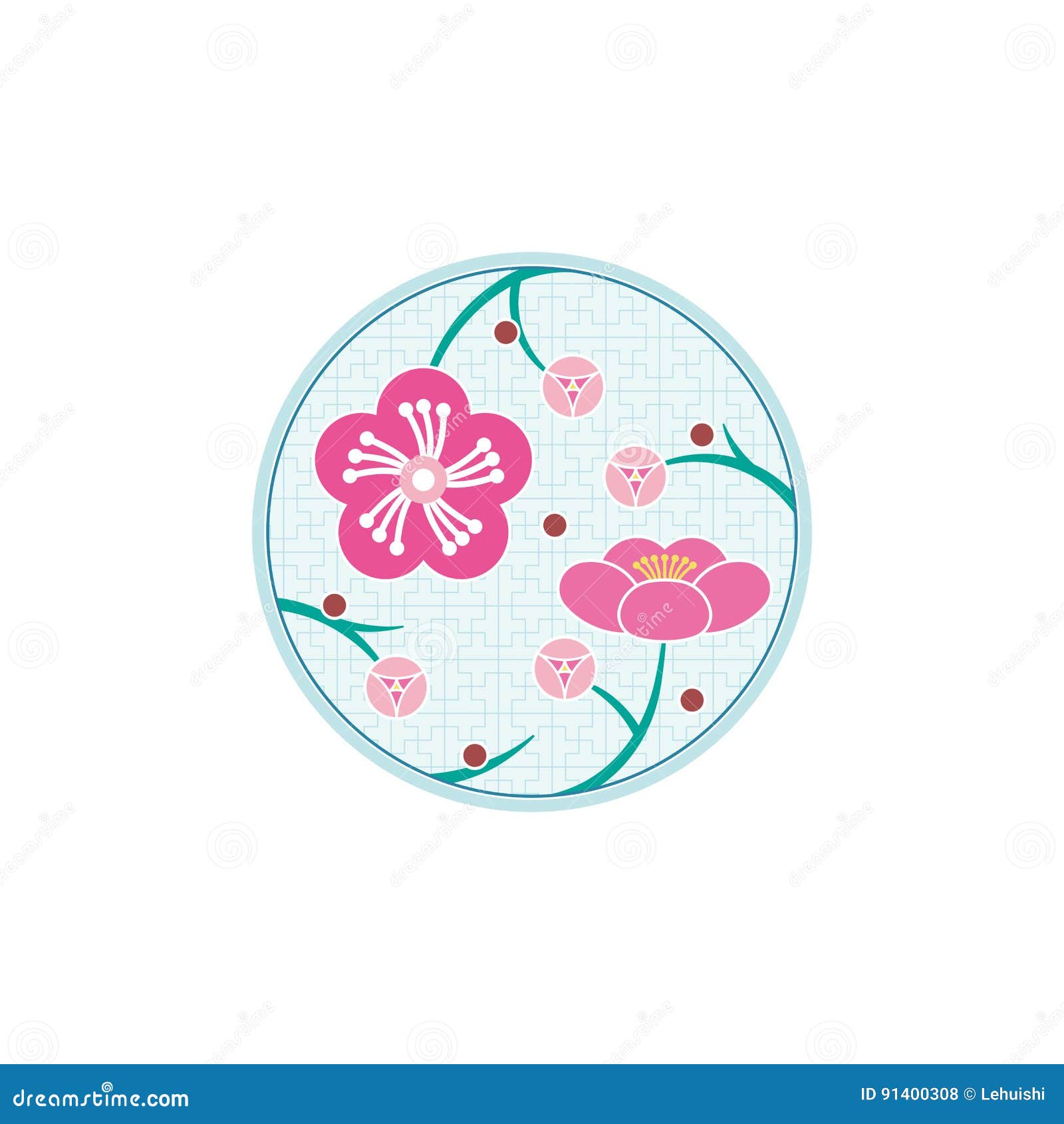 Oriental Style Pattern Plum Blossom, Cherry Blossom Stock Vector ...