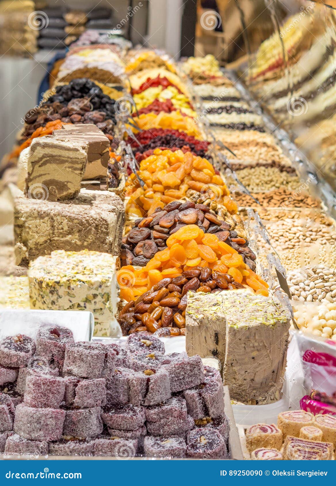 Oriental sweets , showcase stock photo. Image of dessert - 89250090