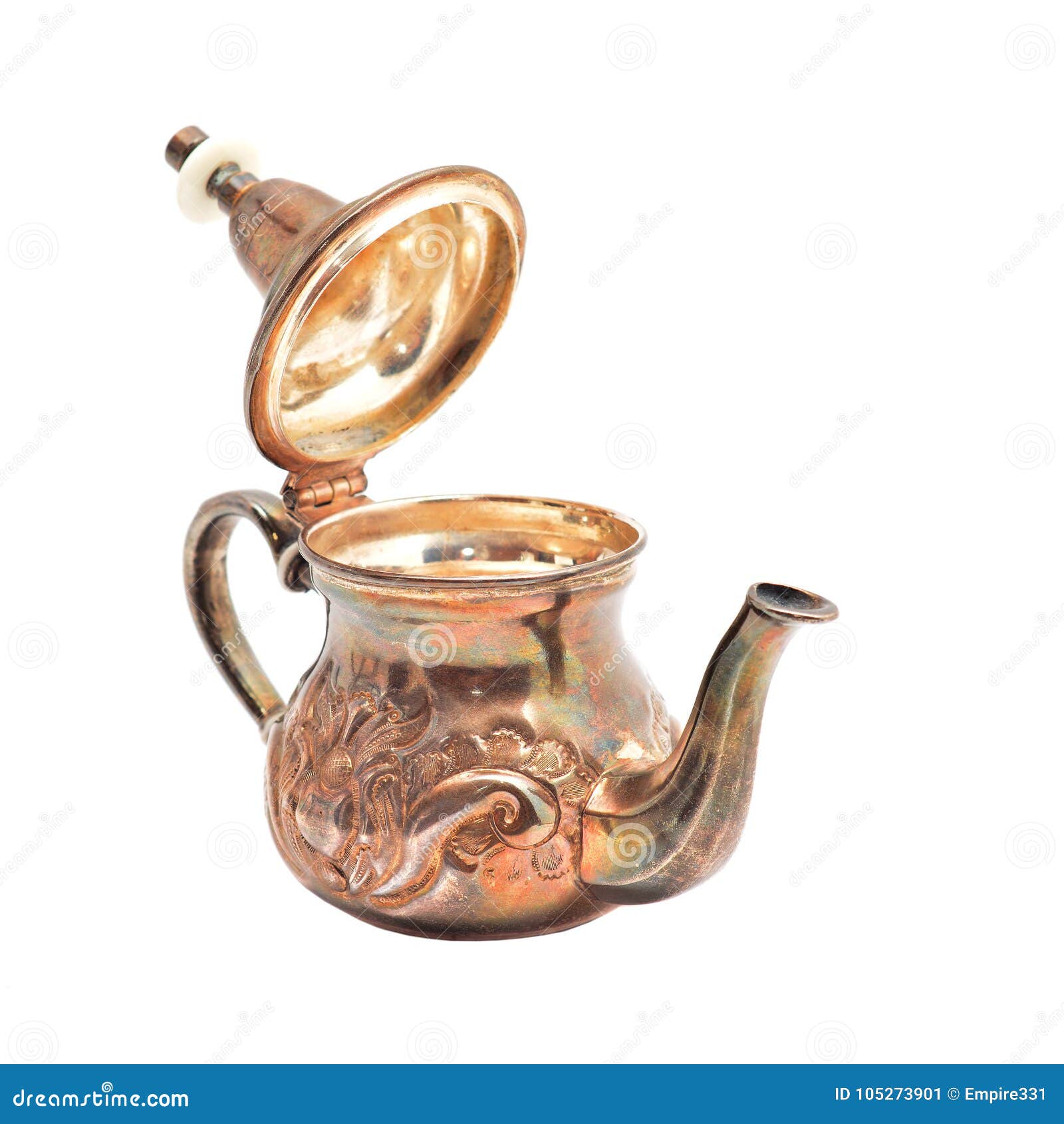 Oriental tea pot stock image. Image of silver, turkish - 105273901