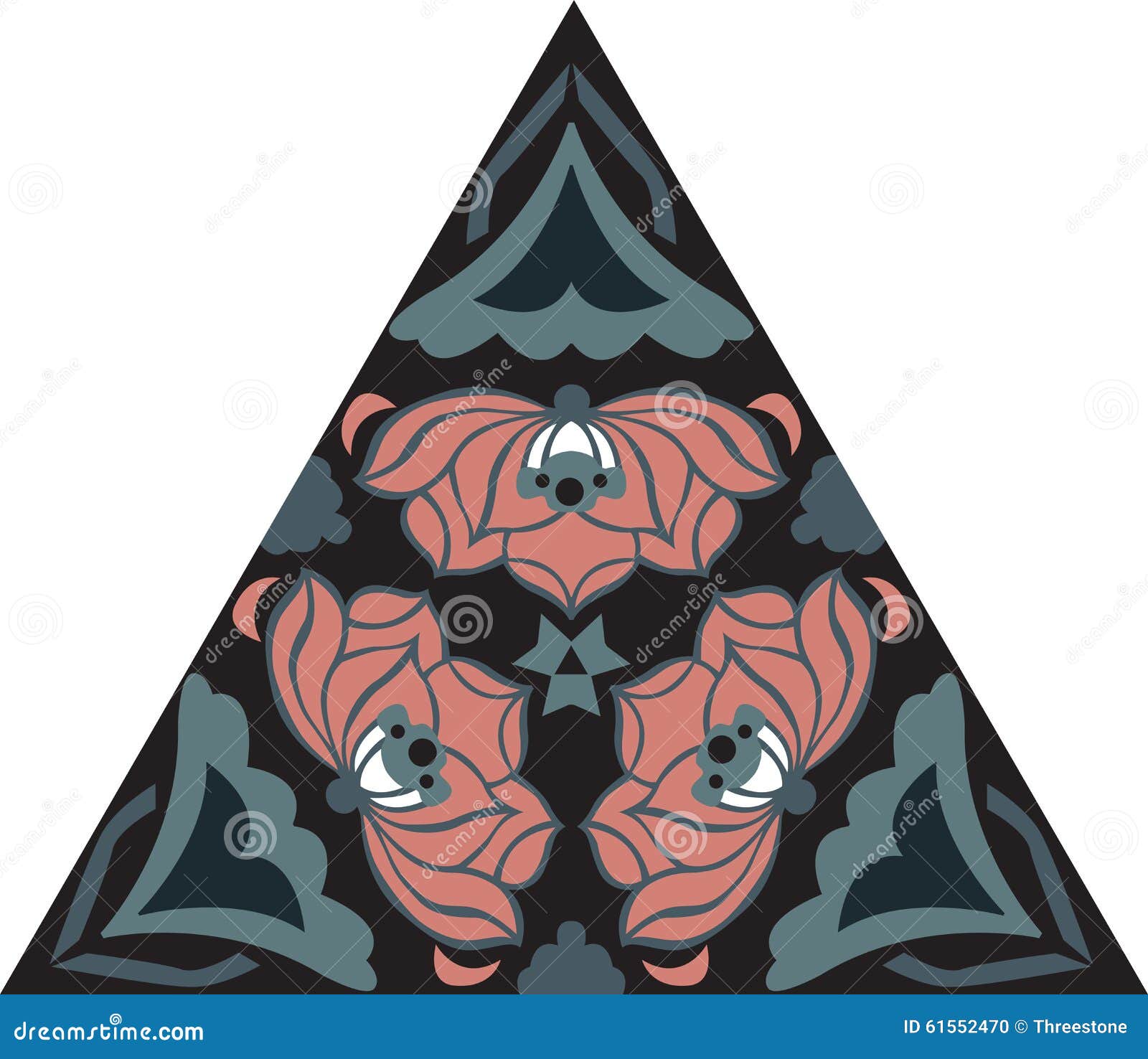 Oriental Traditional Lotus Flower Triangular Pattern Stock Vector ...