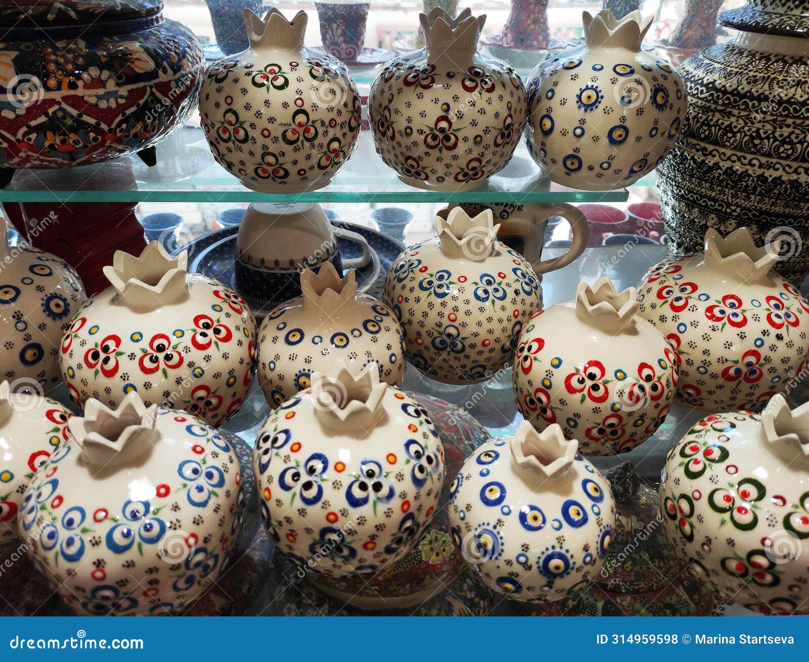 Oriental Turkish Decorative Vases in the Shape of a Pomegranate with a ...