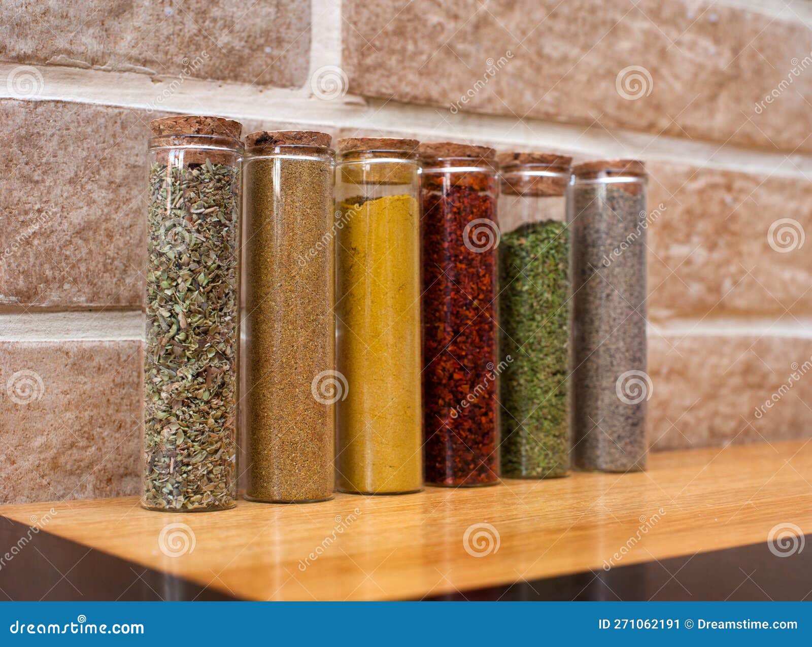 Oriental Spices in Row of Glass Container, Tubes Stock Image - Image of ...