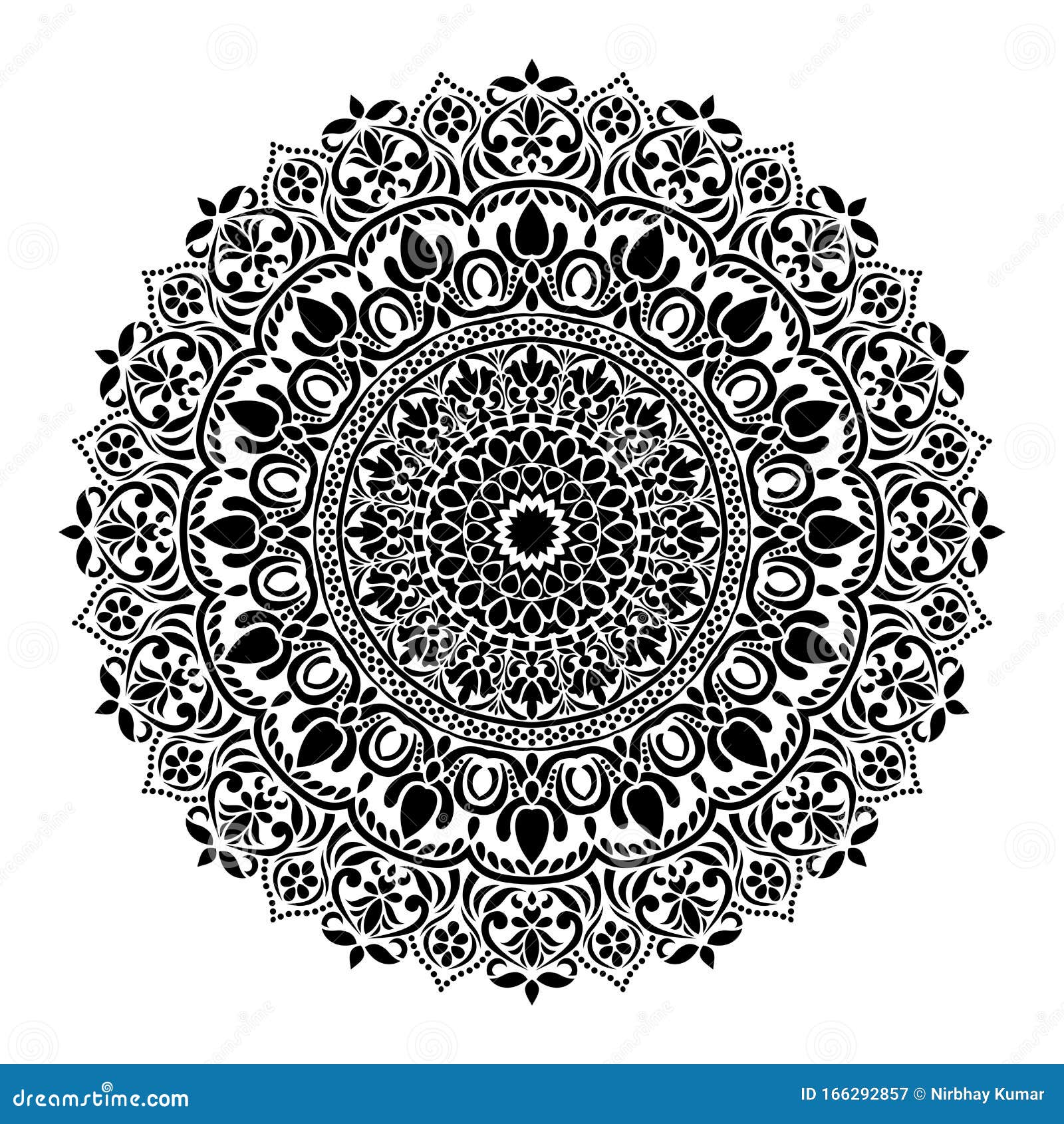 Oriental Vector Round Pattern with Arabesques and Floral Elements Stock Vector - Illustration of ...