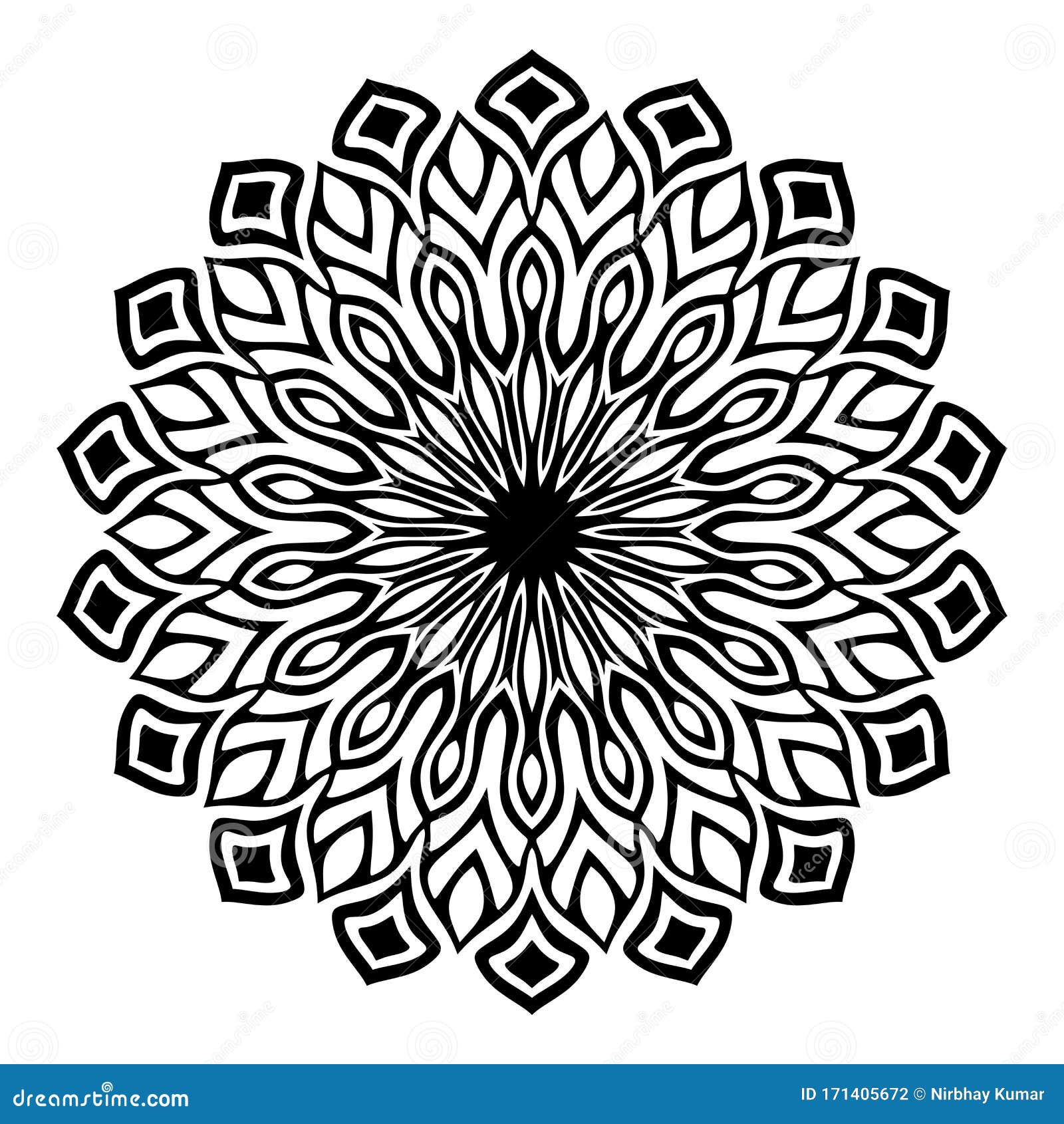 Oriental Vector Round Pattern with Floral Elements Stock Vector ...