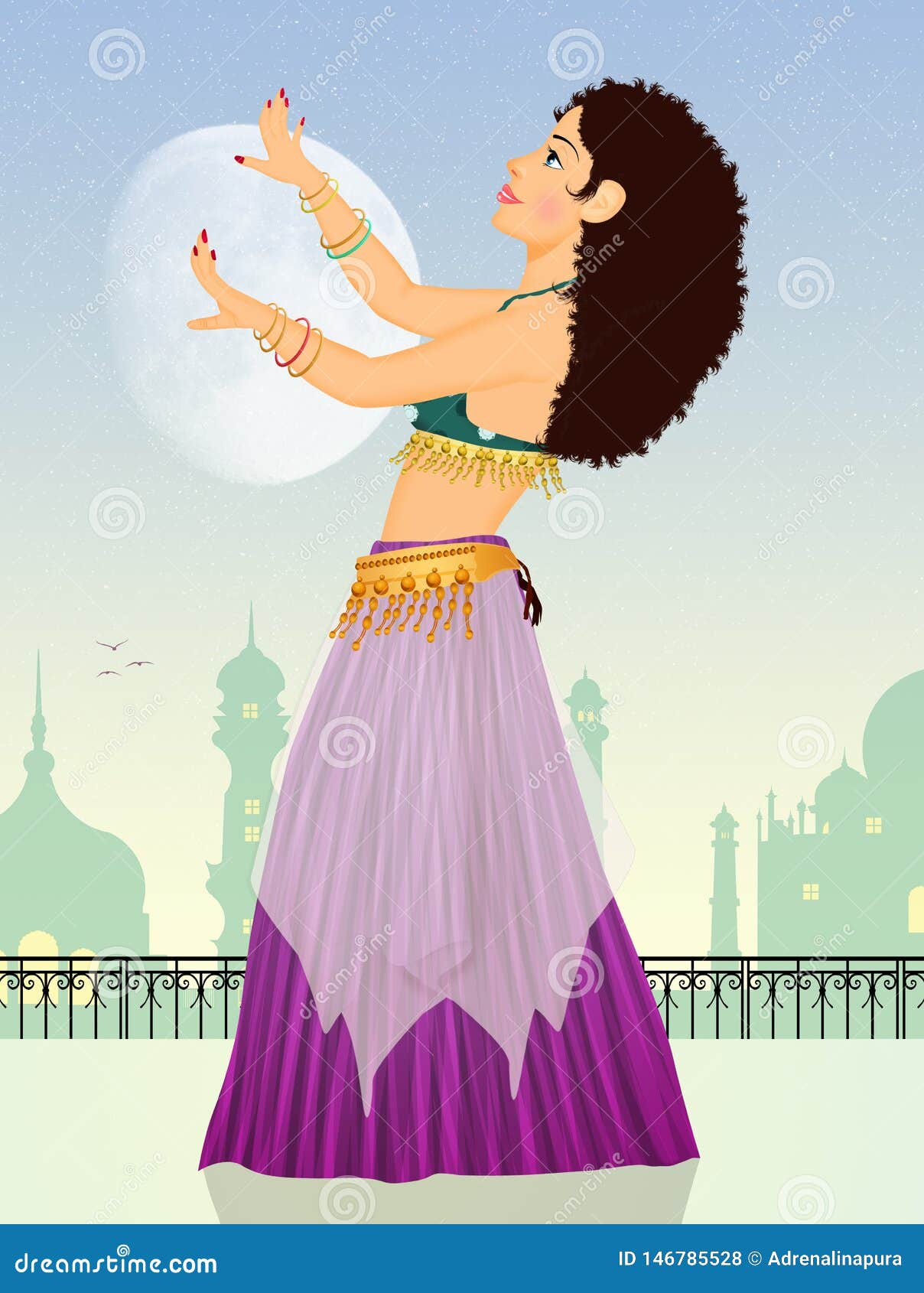 Oriental veils dances stock illustration. Illustration of decoration ...