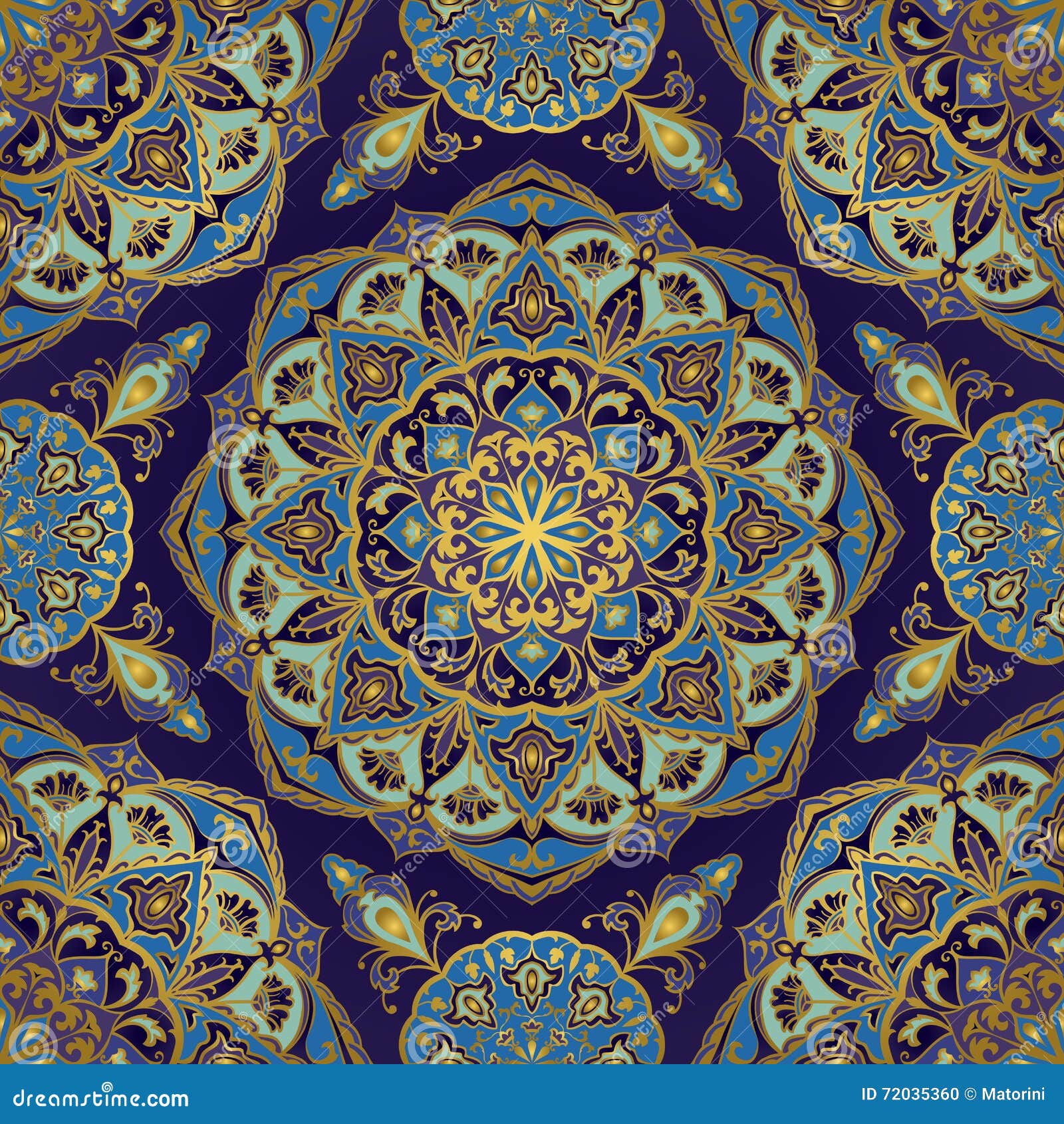 Orientalisches Muster in Den Blauen Farben Vektor Abbildung ...