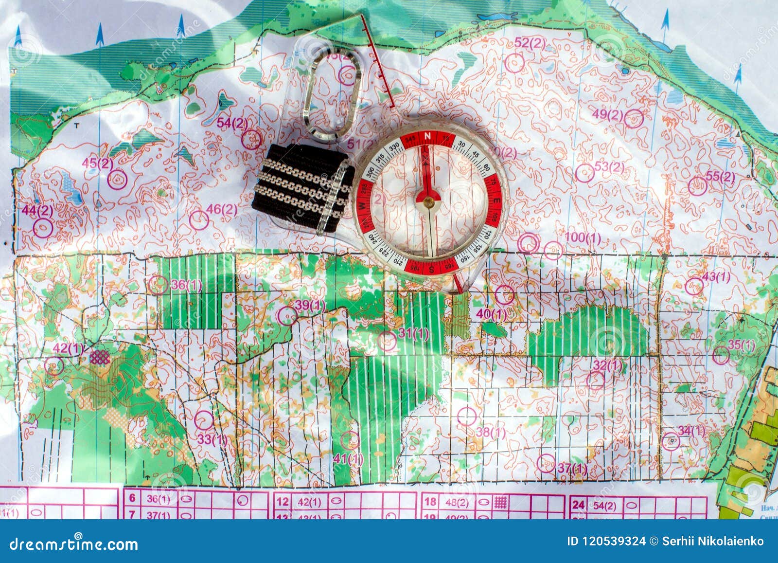 Orienteering. Compass and Topographic Map. Navigation Equipment for ...