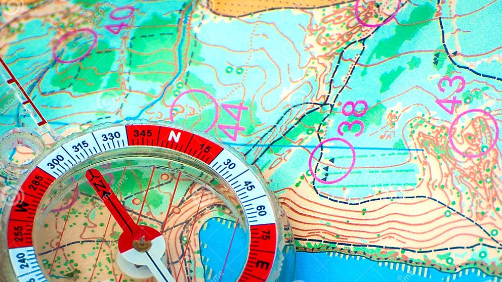 Orienteering. Compass and Topographic Map. Navigation Equipment for ...