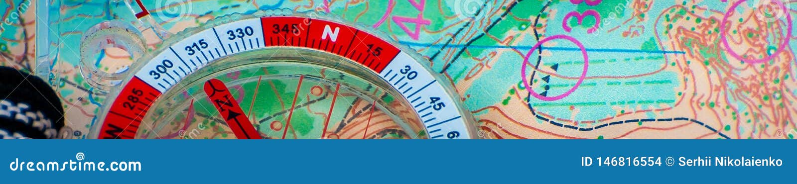 Orienteering. Compass and Topographic Map. Navigation Equipment for ...