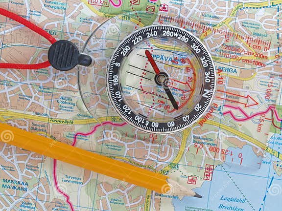 Orienteering on a map stock photo. Image of direction - 1060820