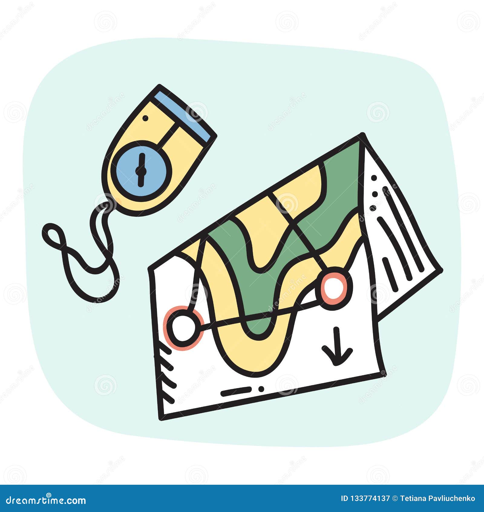 Orienteering Map and Compass. Vector Stock Vector - Illustration of ...