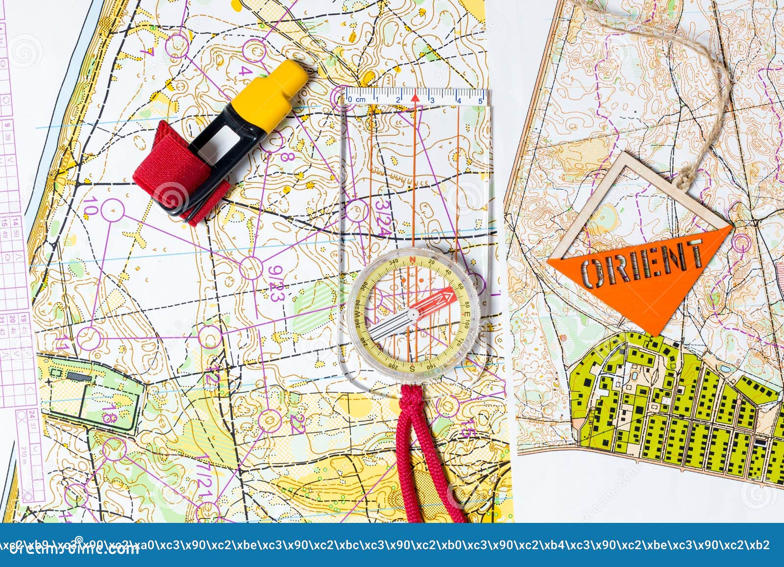 Orienteering Symbol Map Compass Chip and Prism Stock Photo - Image of ...