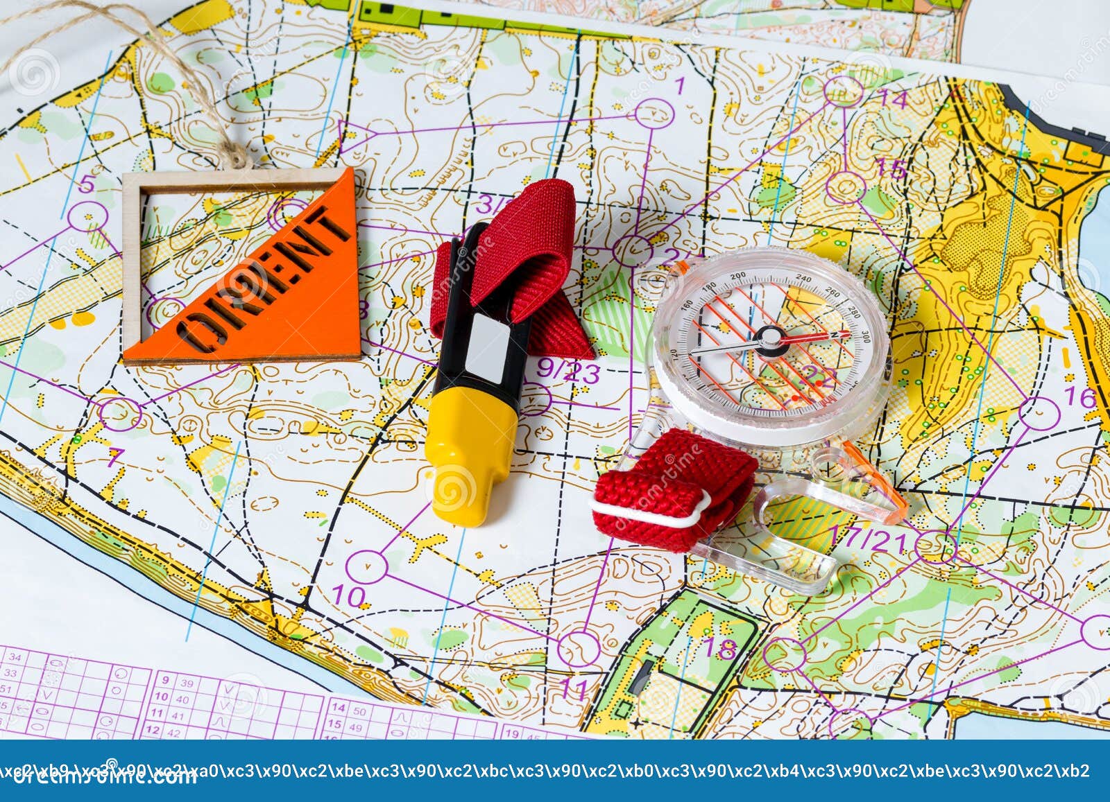 Orienteering Symbols Compass Card Chip and Prism Stock Image - Image of ...