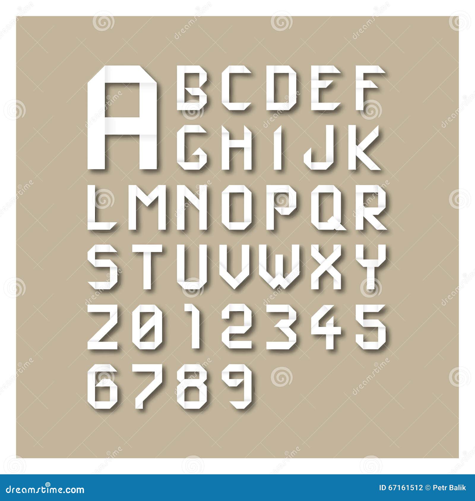 Origami Alphabet. Paper Folding Font Typography Ribbon Shadow Letters ...