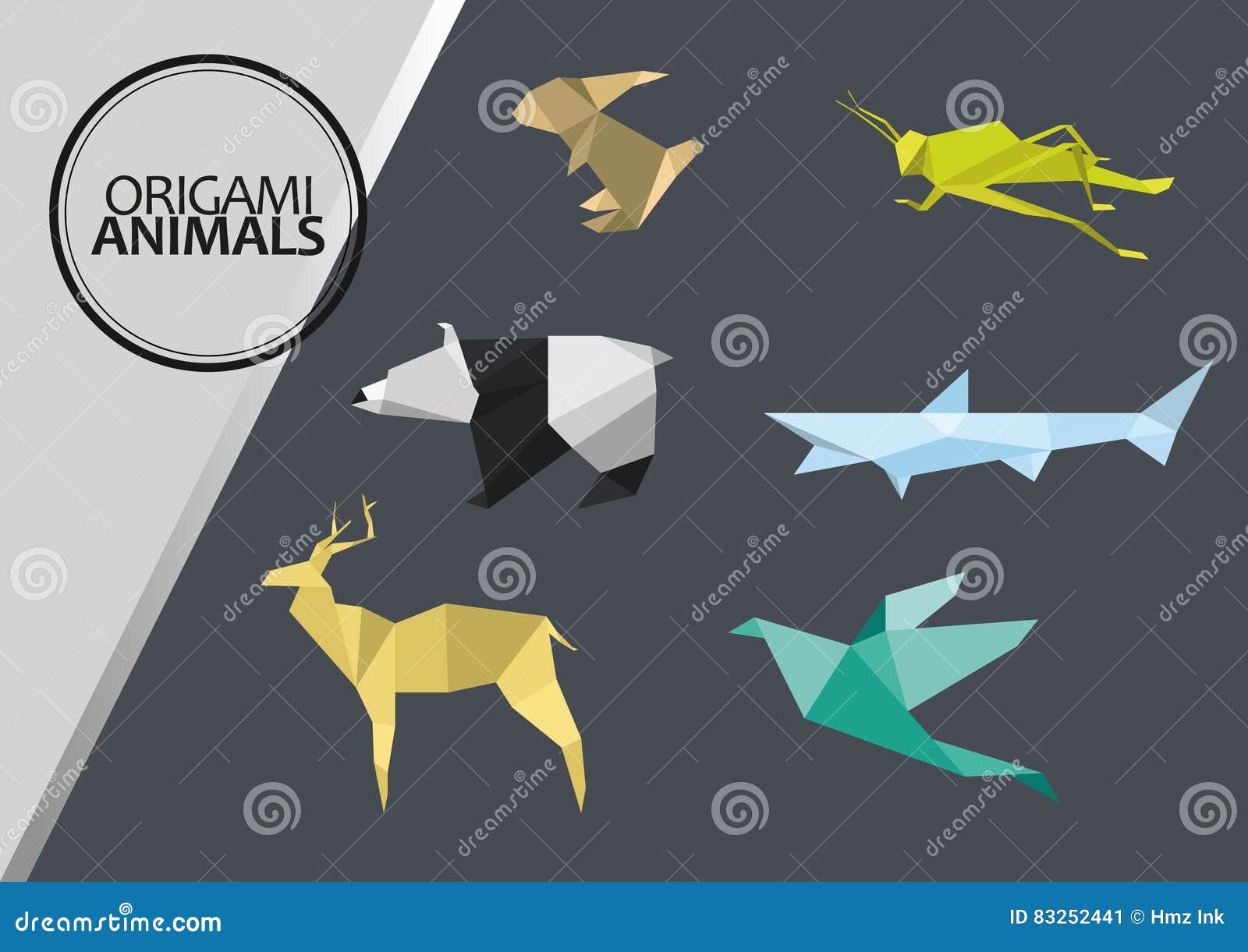 Origami animals stock vector. Illustration of figures - 83252441
