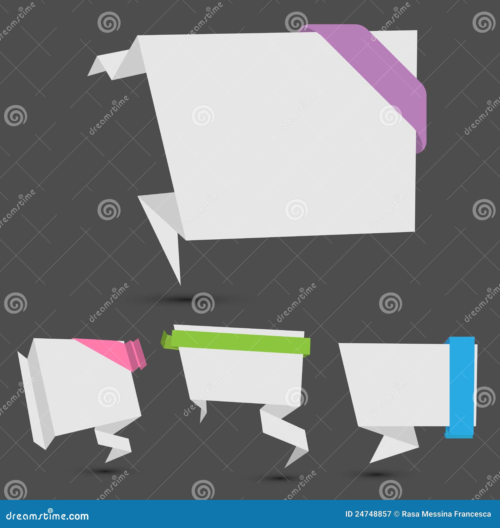 Origami Banners with Ribbon Stock Vector - Illustration of vector ...