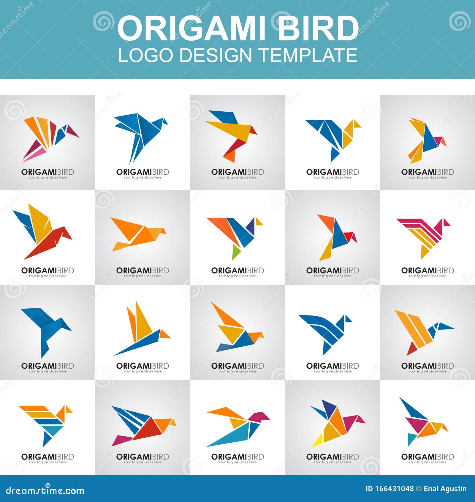 Origami Bird Icon Logo Design Template Stock Vector - Illustration of geometric, nature: 166431048
