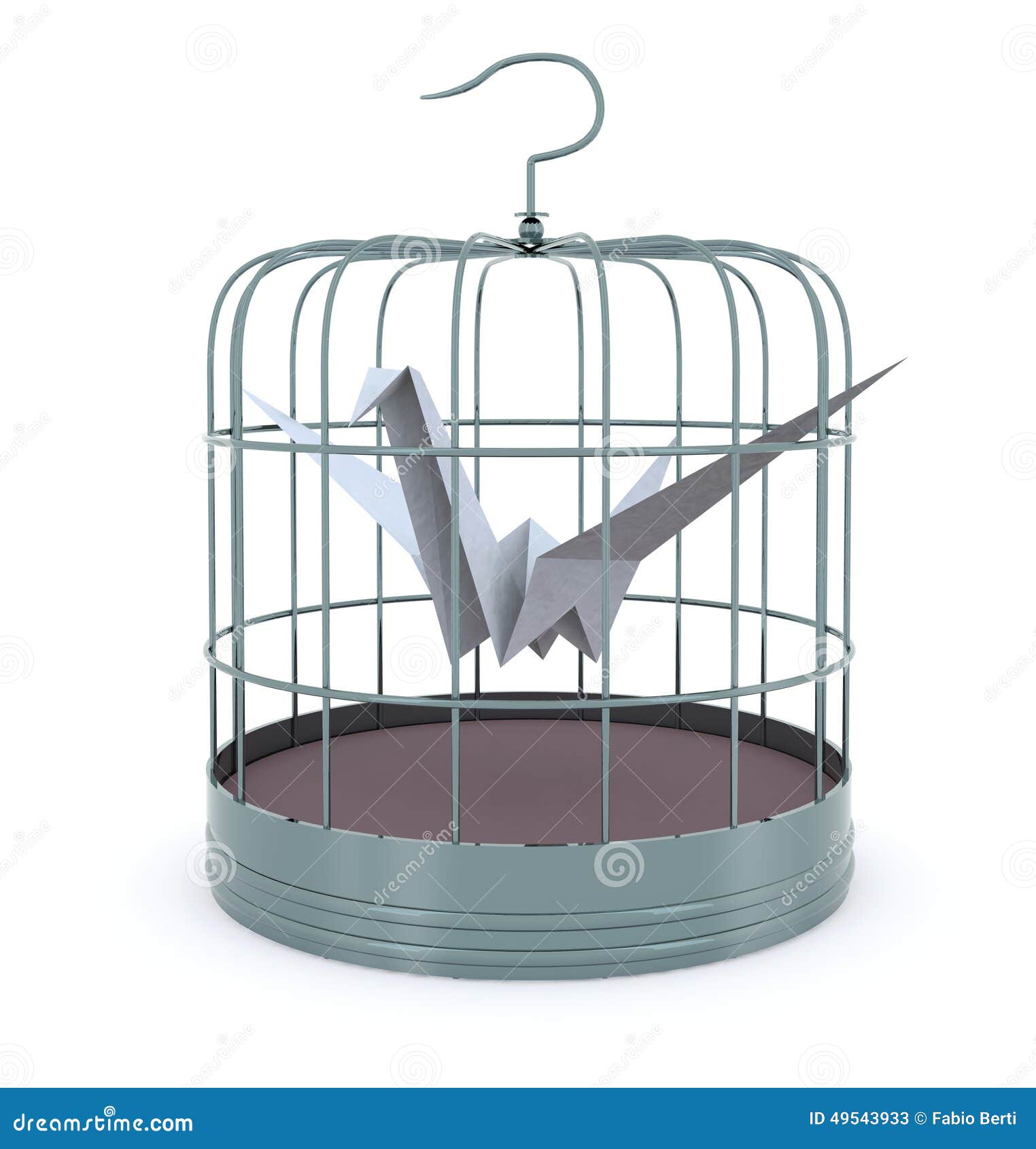 Origami Bird Inside Birdcage Stock Illustration - Illustration of ...