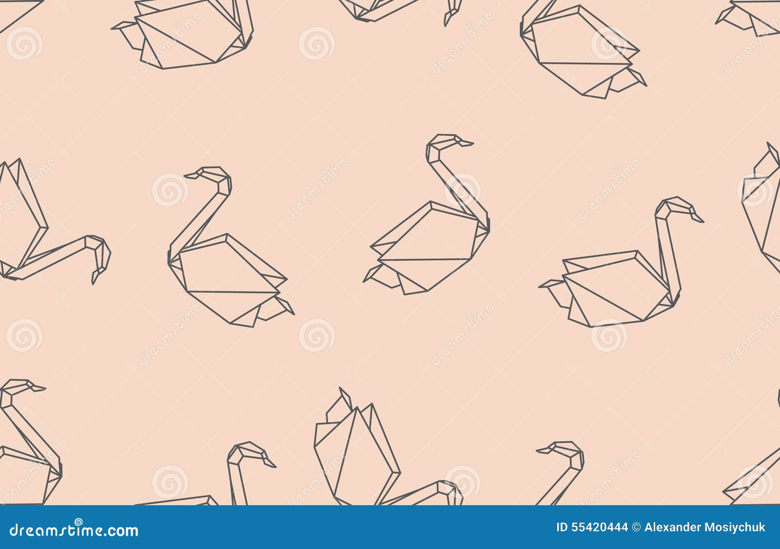 Origami Bird Swan Seamless Pattern Stock Vector - Illustration of ...