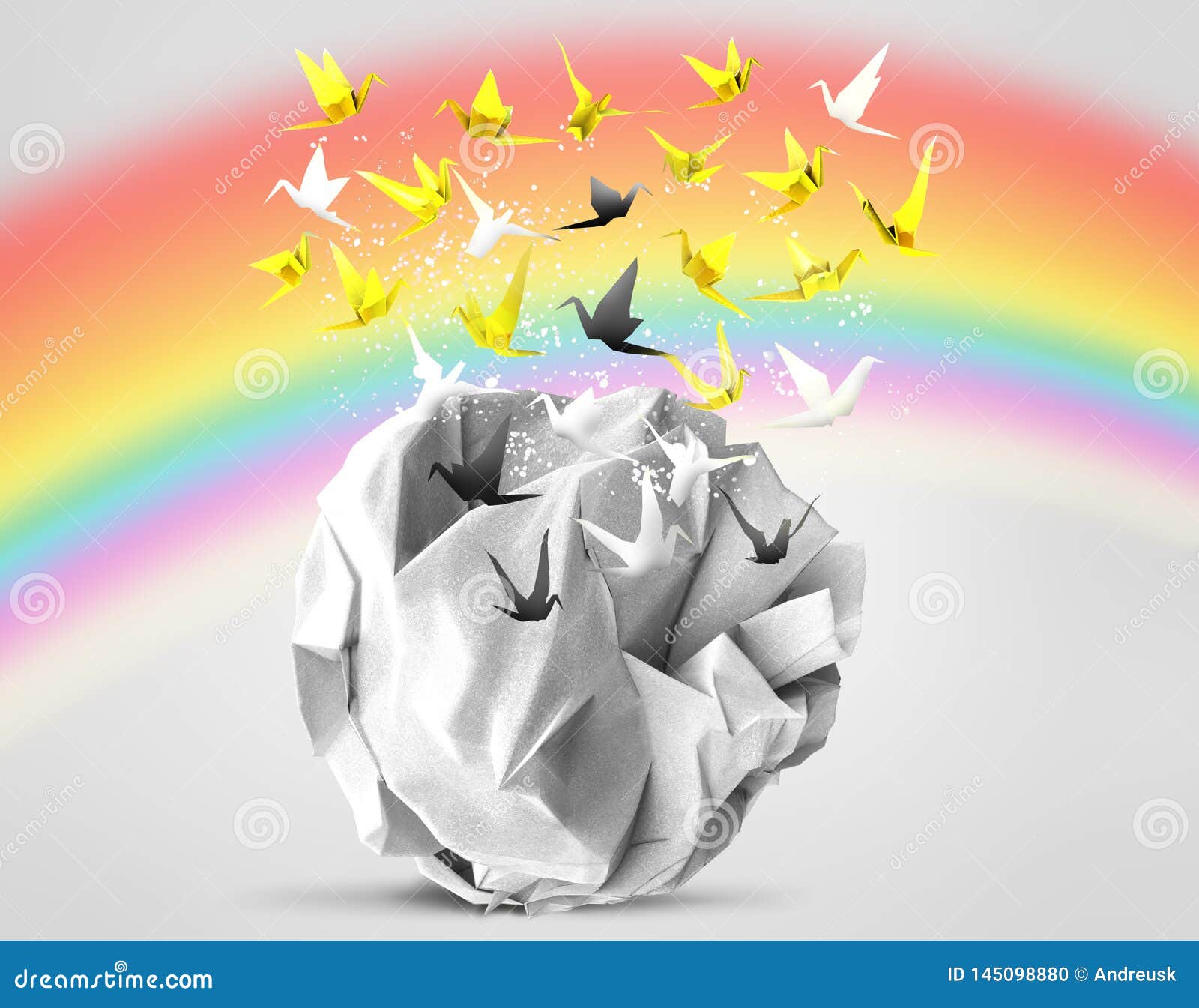 Origami Birds Abstract Concept of Freedom Stock Illustration ...