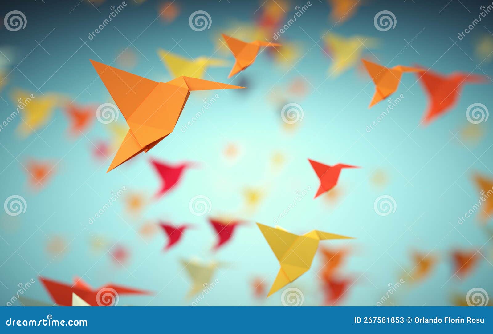 Origami birds are flying stock illustration. Illustration of origami ...