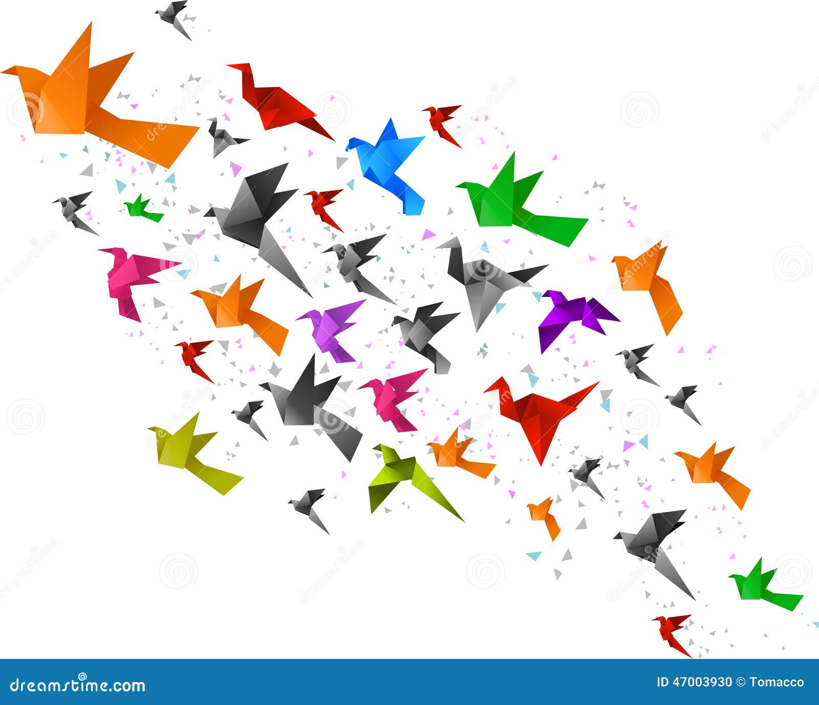 Origami birds flying stock illustration. Illustration of hope - 47003930