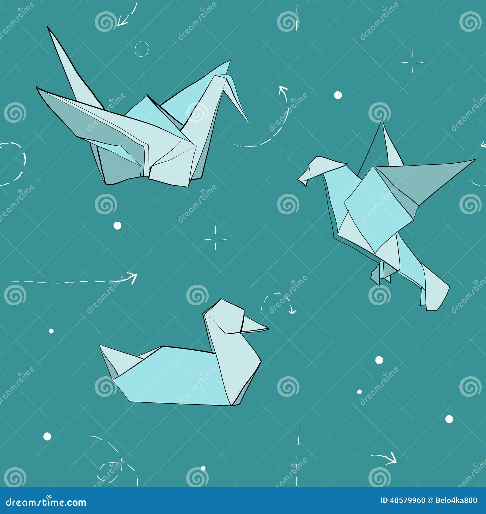 Origami Birds from Paper-vector-pattern Stock Vector - Illustration of ...