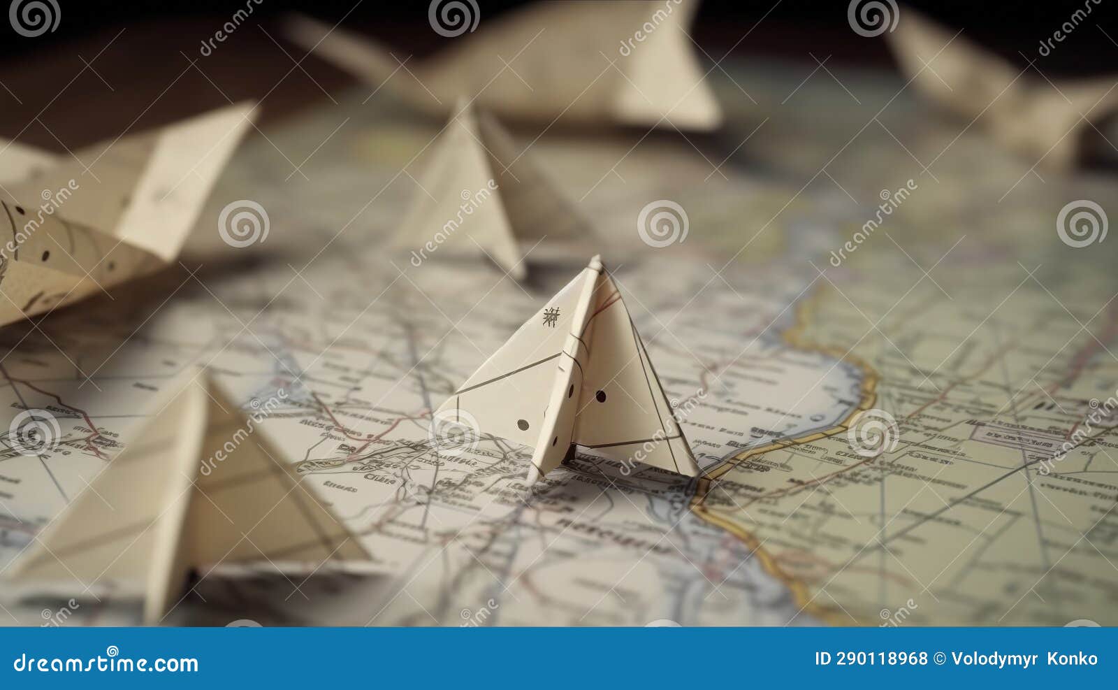 Origami Birds Placed on a Map. Generative Ai Stock Photo - Image of ...