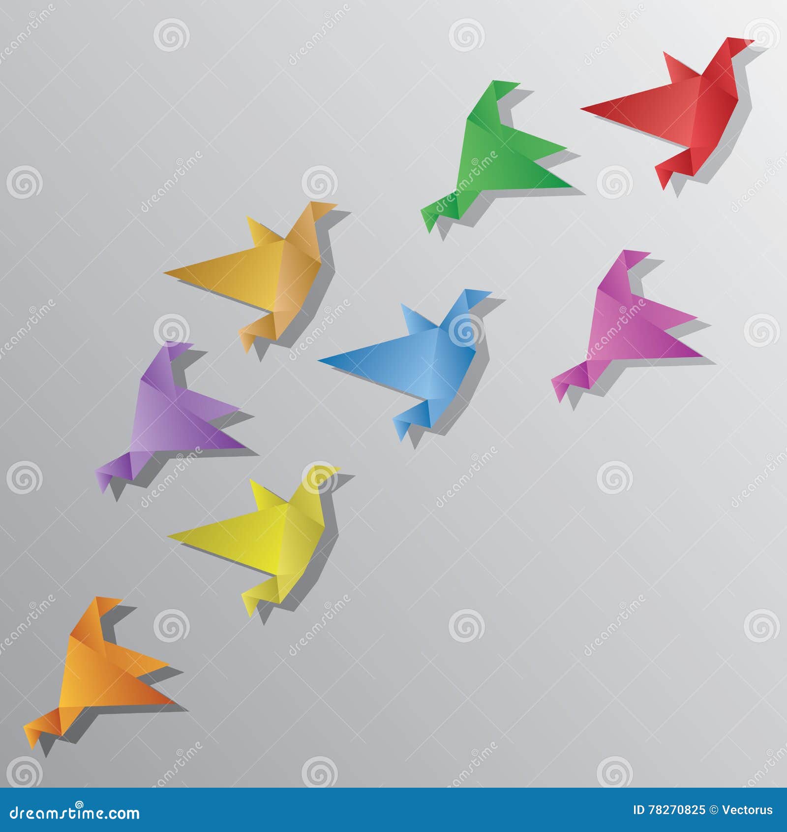 Origami Birds Crane Shapes Vector Set, Hand Drawn Folder Paper Art ...