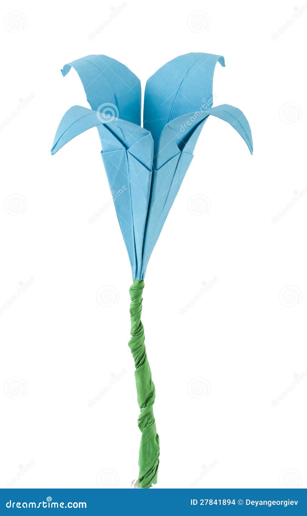 Origami Blue Flower White Isolated. Stock Photo - Image of fold ...