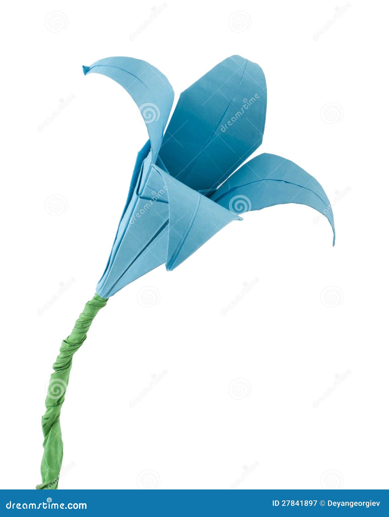 Origami Blue Flower White Isolated. Stock Image - Image of decorative ...