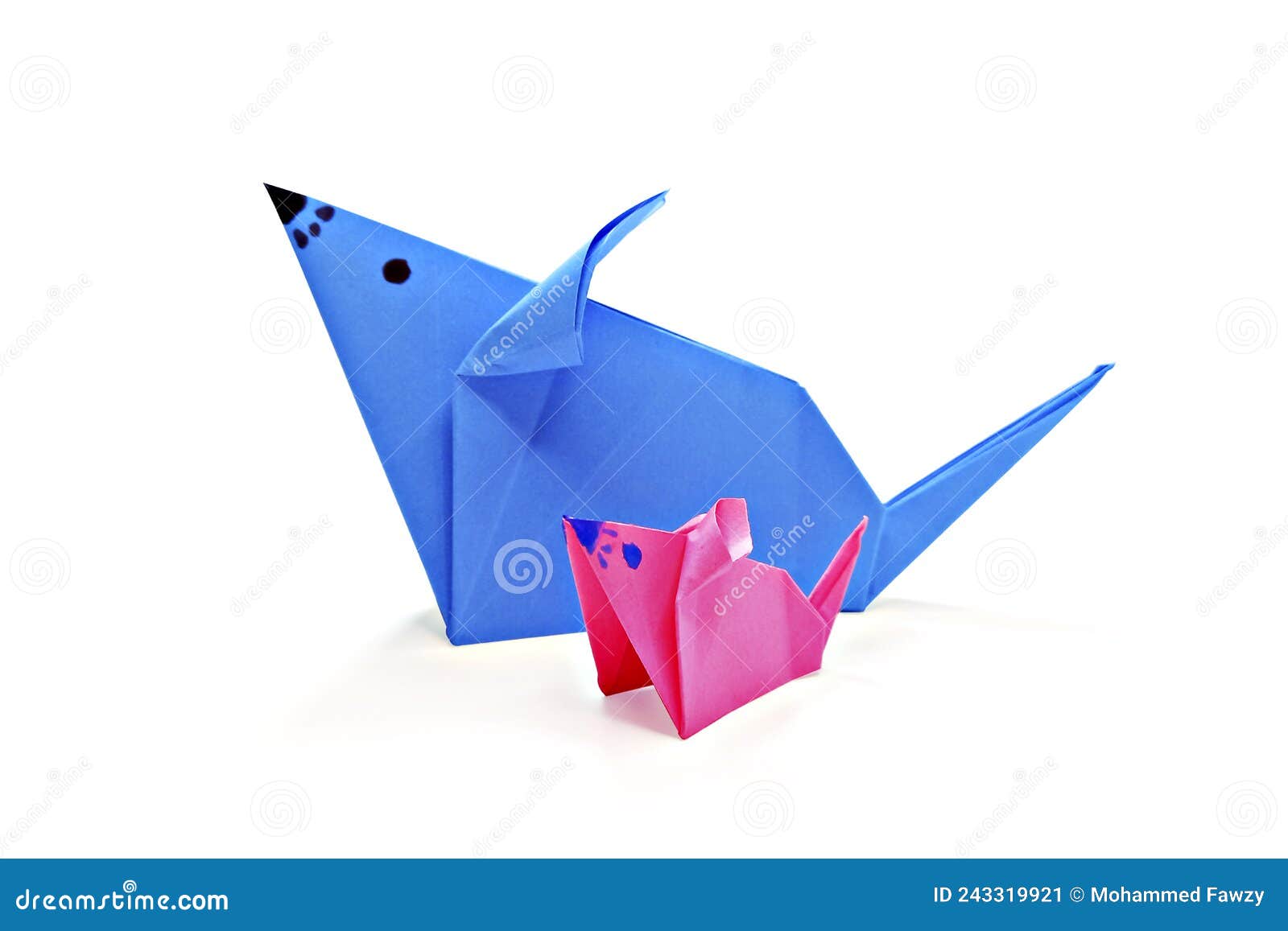 Origami Blue Mouse on the White Background Stock Image - Image of ...