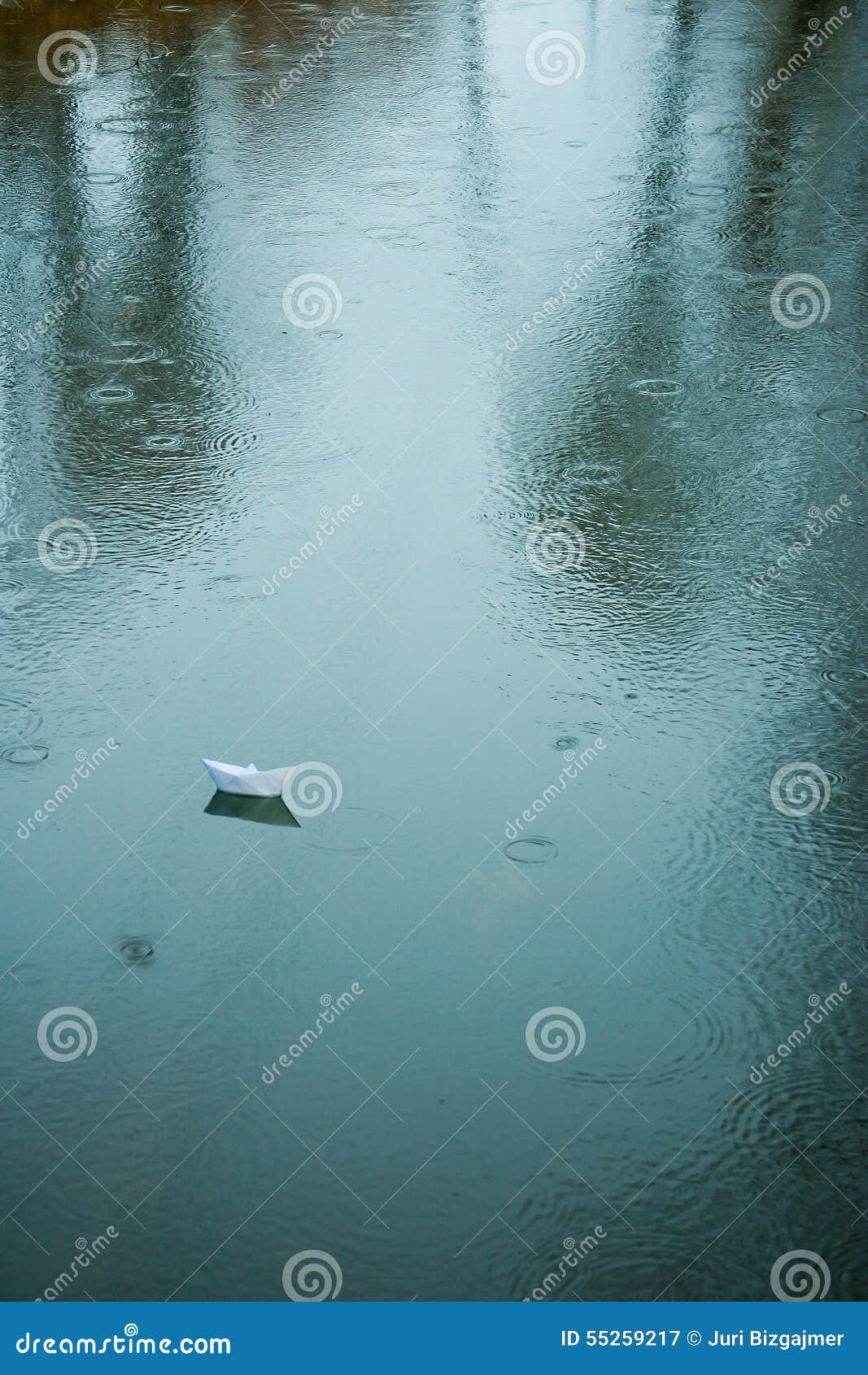Origami Boat on Wet Asphalt during Rain Stock Image - Image of ...