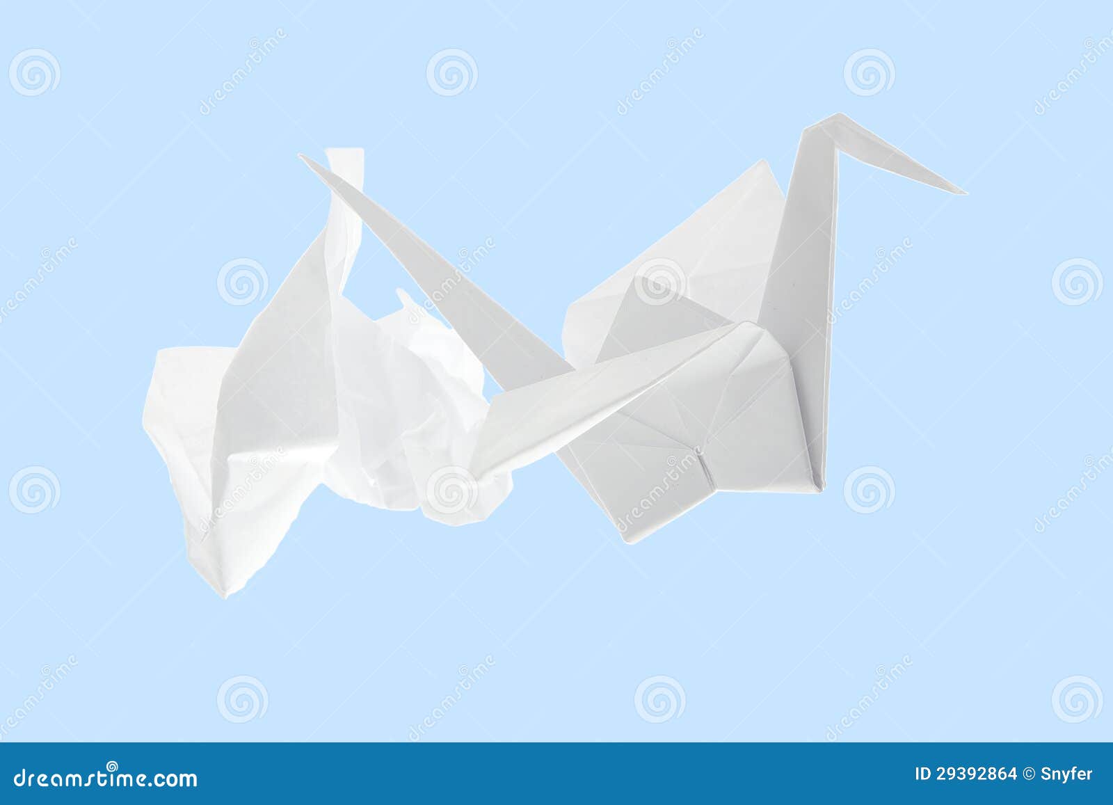 Origami Crane and Crumpled Paper. Stock Photo - Image of idea, flight ...