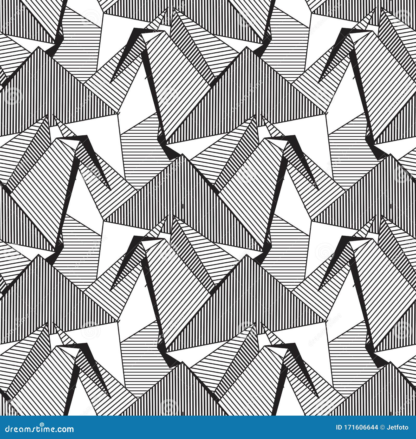Origami Cranes. Seamless and Geometric Pattern Stock Vector ...