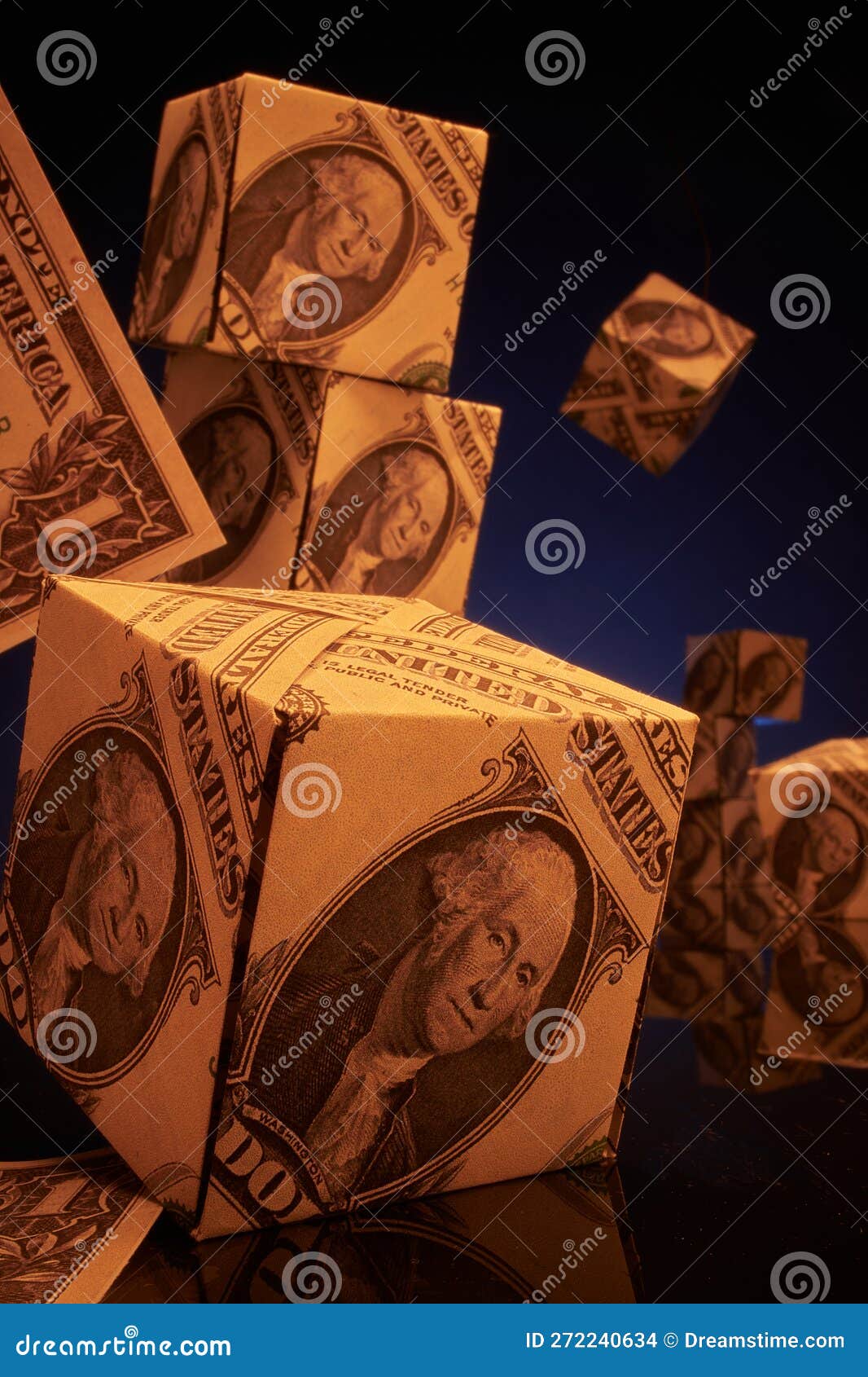 Origami Cubes Made from US Dollars Stock Photo - Image of cash, banking ...