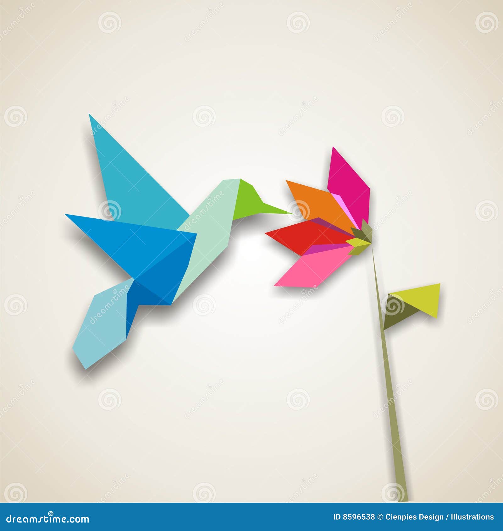 Origami de colibri illustration de vecteur. Illustration du beau - 8596538
